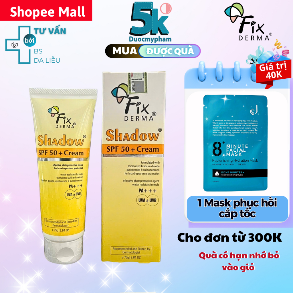 Kem Chống Nắng Fixderma Shadow SPF 50+ và SPF 30+ Cream 75g | Shopee ...