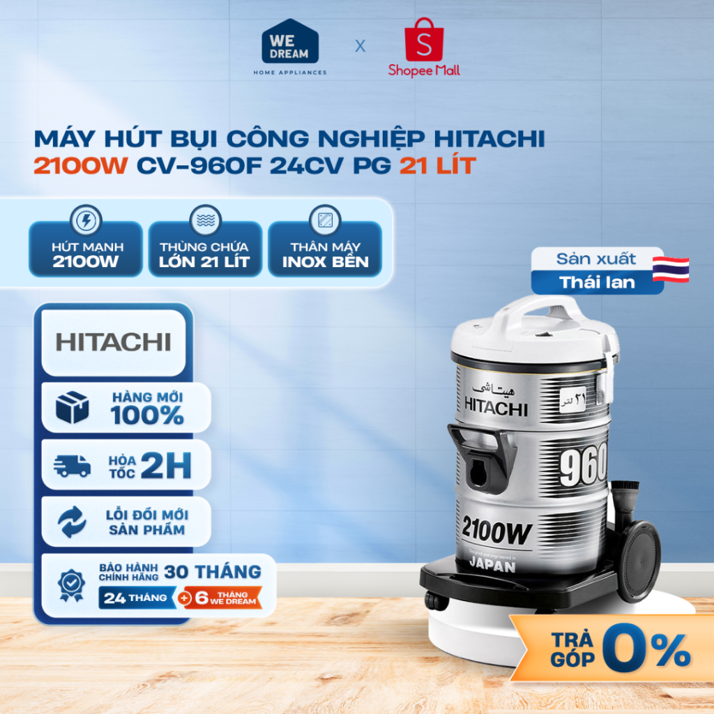 CV-960F 24CV PG - Máy Hút Bụi Công Nghiệp Hitachi 2100W 21 Lít CV-960F ...