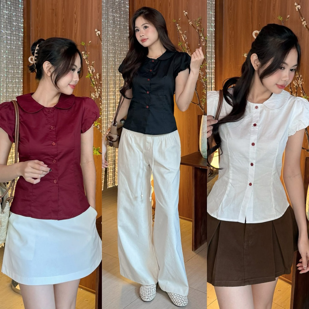 [RÁCH STORE] Áo Kiểu - 559 - Cổ Sen - Chiết 1 Li - Cột Dây Sau | Shopee ...