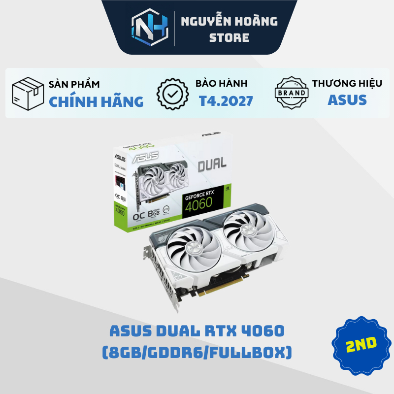 VGA card màn hình ASUS RTX 4060 Dual White 8GB 2ND | Shopee Việt Nam