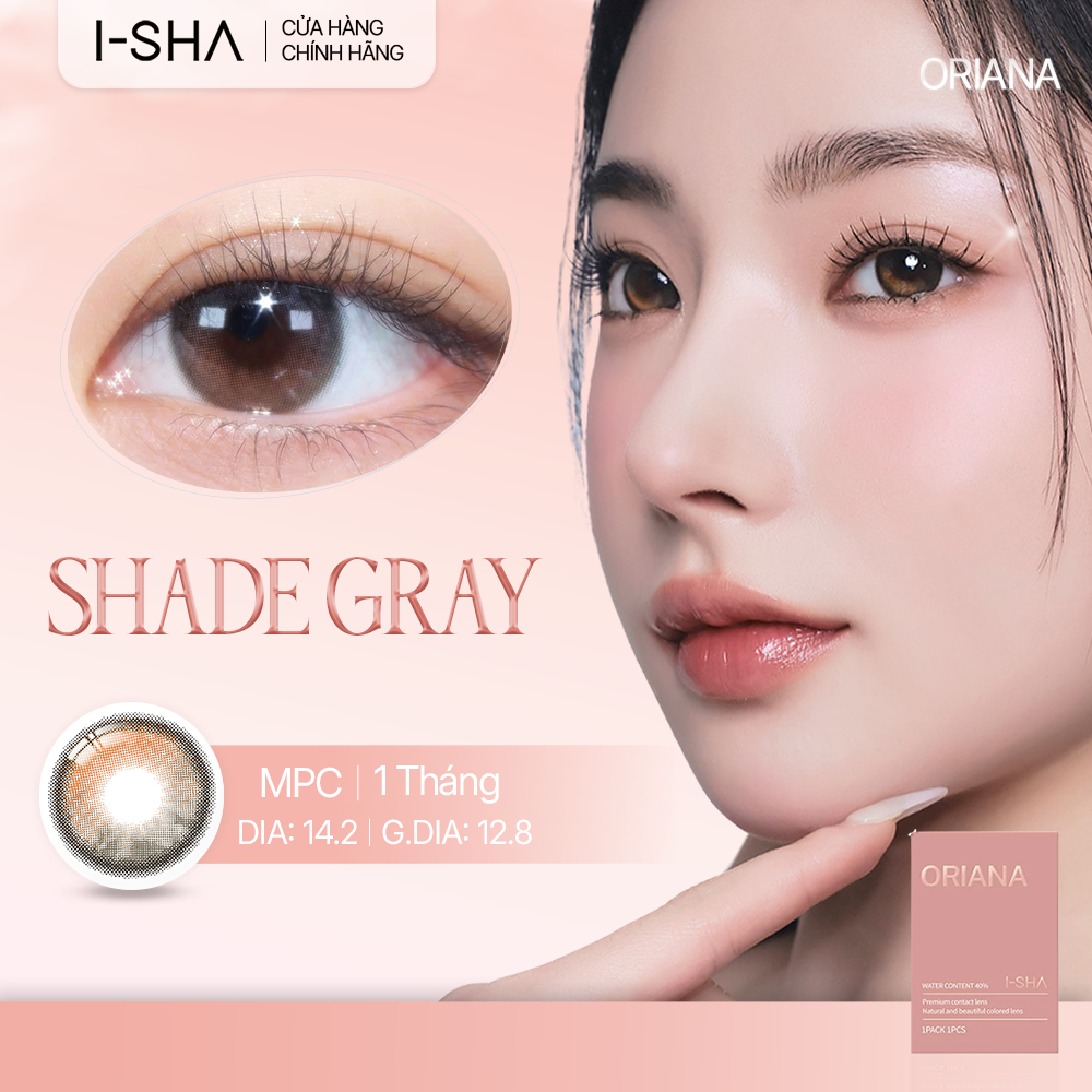 Kính áp tròng 1 tháng I-Sha Oriana Shade Gray lens màu xám nâu tự nhiên ...