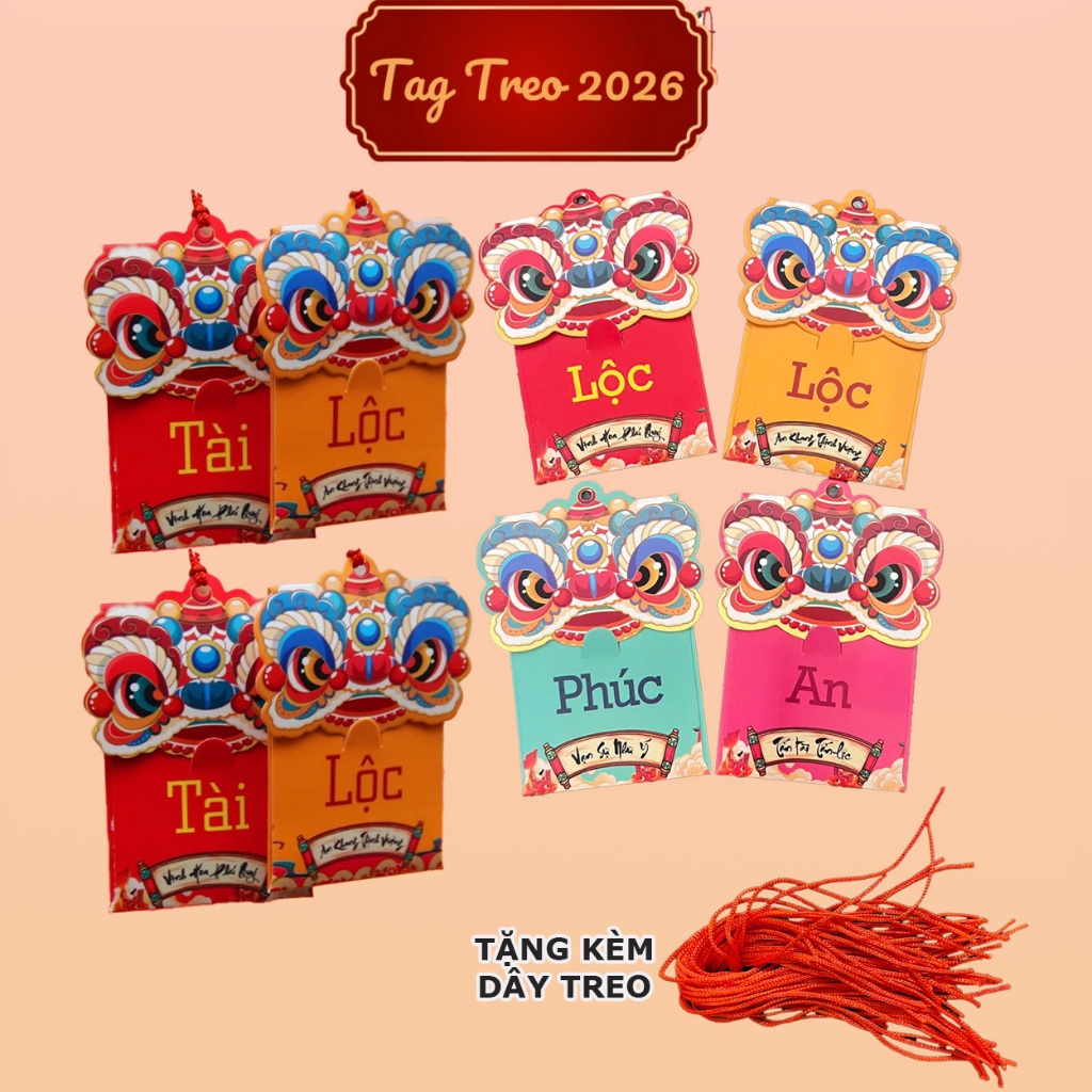 Sét 10 Bao Lì Xì Nhỏ Mini Treo Cây Dày Cứng Kèm Dây Treo Mẫu Mới 2026 ...