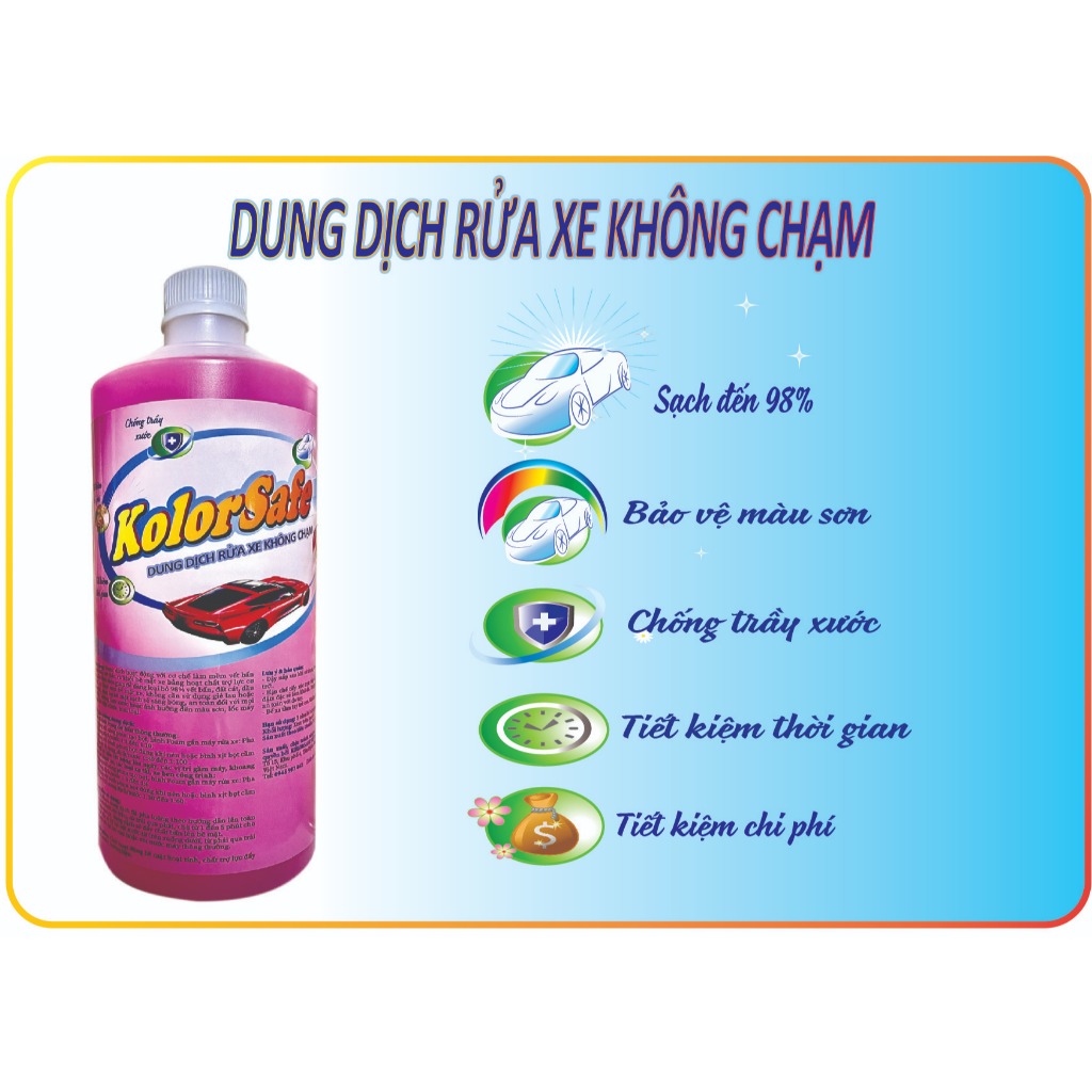 Nước Rửa xe bọt tuyết không chạm Ô tô, xe máy Kolorsafe Chai 1L | pH ...