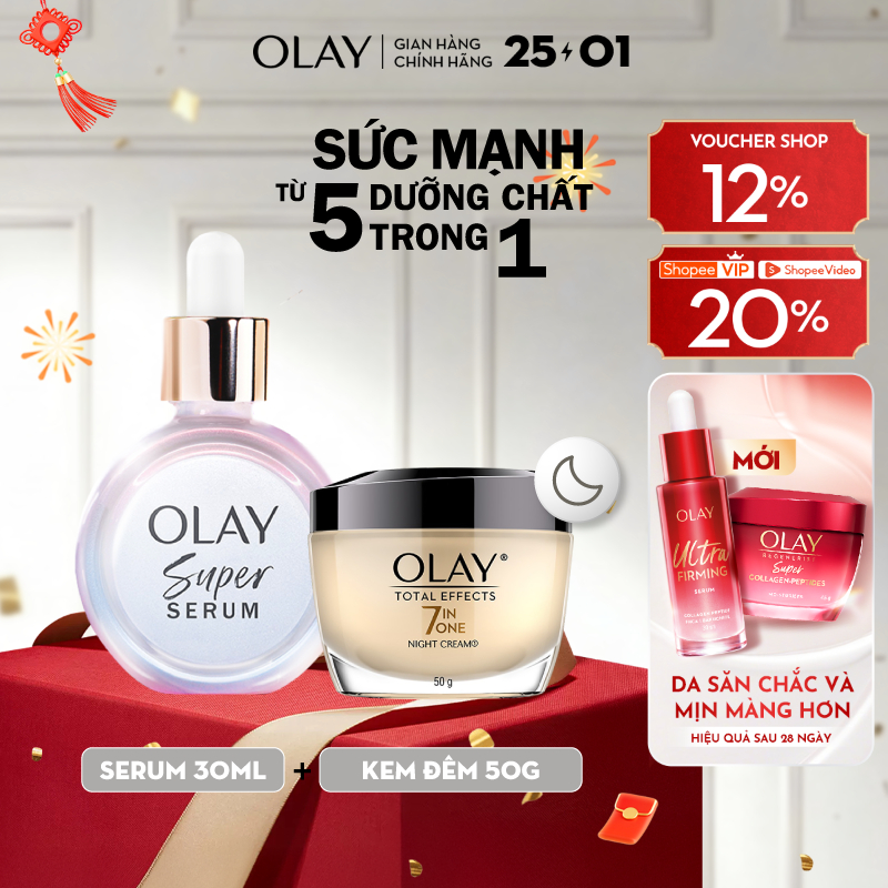 Combo 2 Super Serum OLAY 5 Dưỡng Chất Trong 1 30ml Và Kem Dưỡng Ẩm OLAY ...