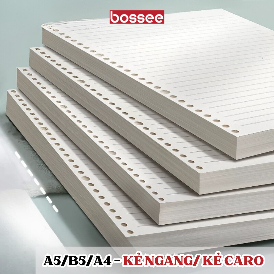 Ruột sổ còng giấy refill A5 B5 A4 kẻ ngang kẻ caro vuông sổ planner ...