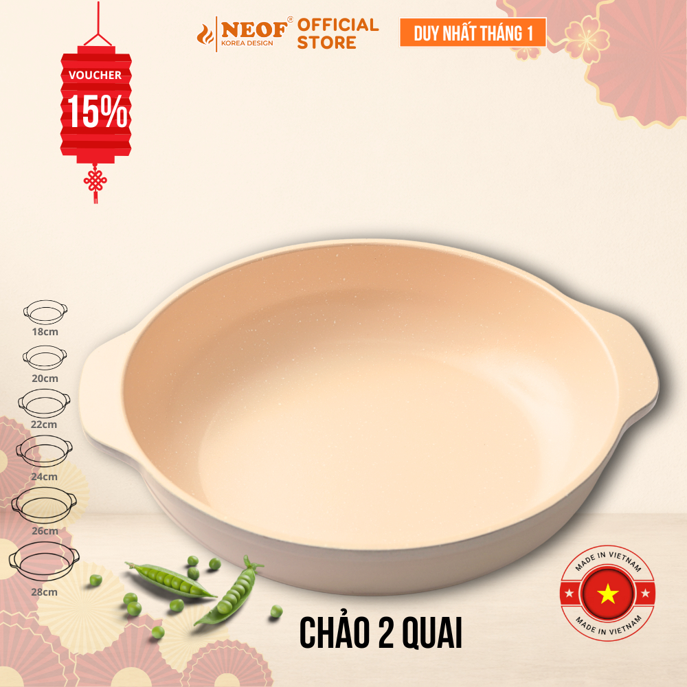 Chảo Đa Năng 2 Quai Đúc Nguyên Khối Chống Dính NEOF Cao Cấp Đáy Từ 18 ...