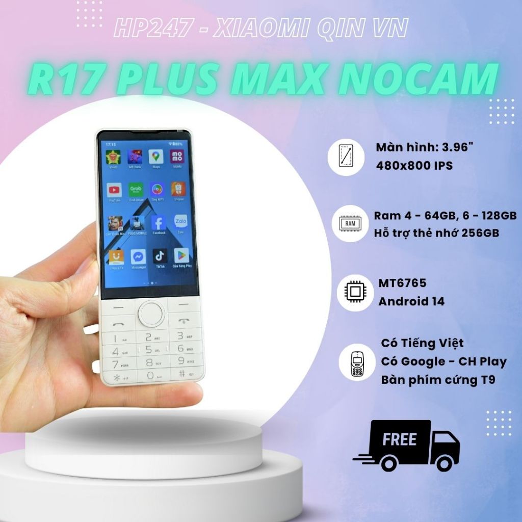 R17 Plus Max Nocam 128GB - Điện thoại Android 14 không camera, màn cảm ...
