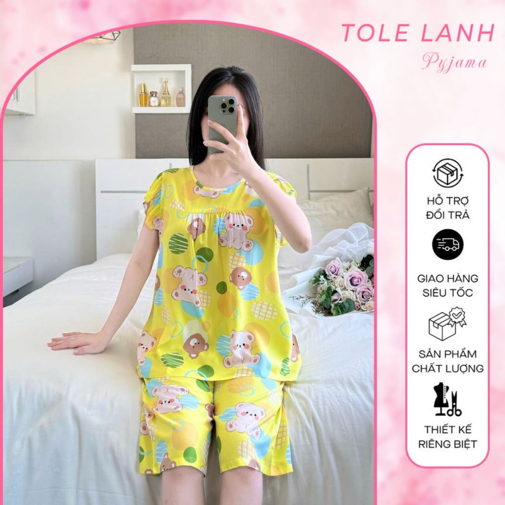 Đồ Bộ Tole Nữ Lửng Cánh Tiên Mặc Nhà, Bộ Tole Lanh Lửng Chất Liệu Mềm ...