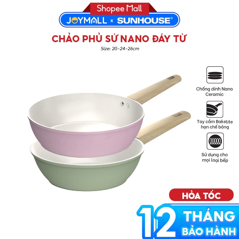 Chảo Phủ Sứ Đáy Từ Sunhouse SHG20-24-26MP, Hàng Chính Hãng, Chống Dính ...