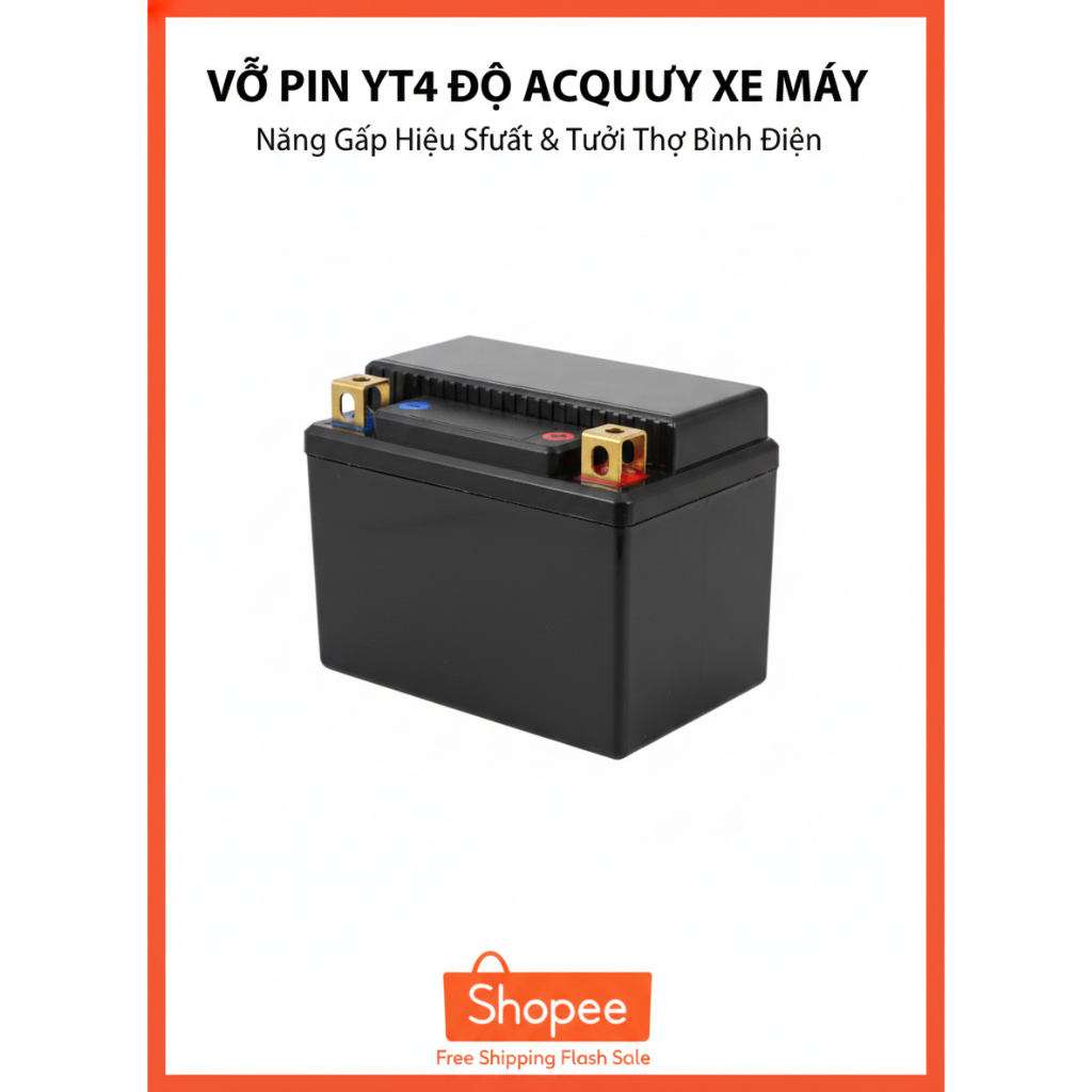 📦 Vỏ Bình Pin Xe Máy YT4 – Chuyên Dụng Độ Pin Lithium (Thay Thế Ắc Quy ...