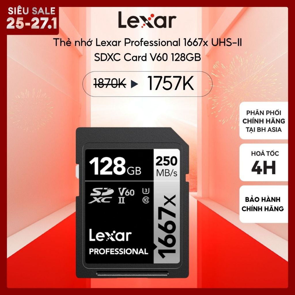 Thẻ nhớ Lexar Professional 1667x UHS-II SDXC Card V60 128GB - 256GB ...