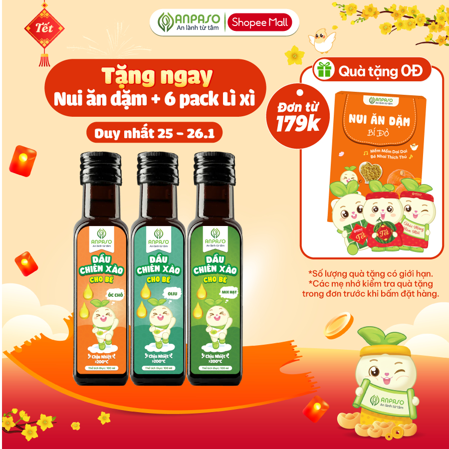 Dầu Chiên Xào Cho Bé Ăn Dặm Anpaso 100ml chịu nhiệt trên 200 độ C - Dầu ...