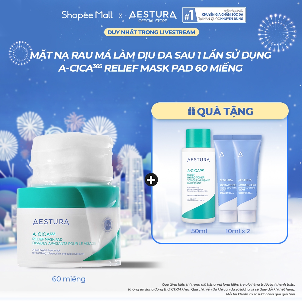 [AESTURA x NGỌC PHƯỚC] Mask Pad chiết xuất rau má và làm dịu da AESTURA ...