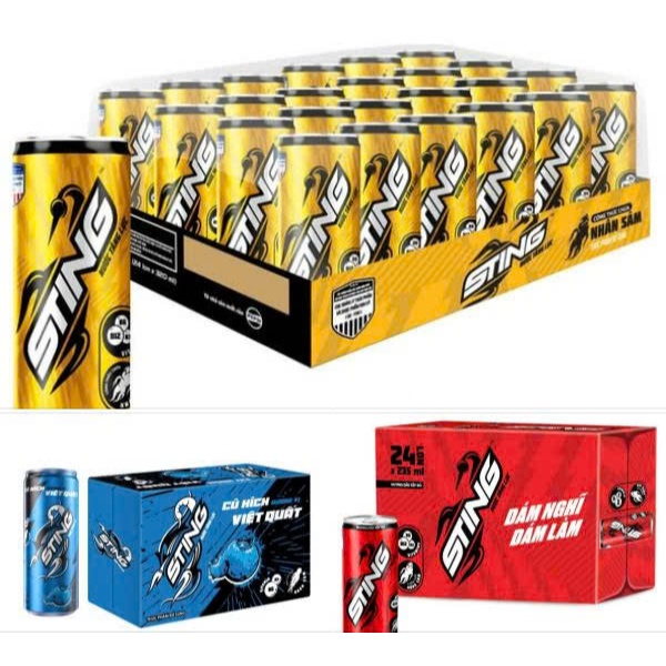Thùng 24 lon Sting 330ml/235ml hương dâu/ việt quất/ sting gold ...