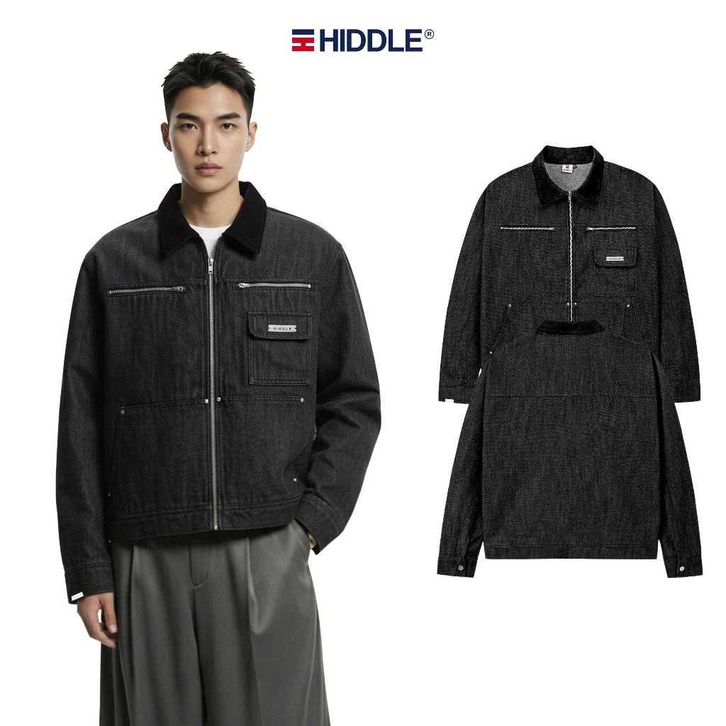 Áo khoác jean nam phối cổ ticke Hiddle form boxy cao cấp có đủ size từ ...