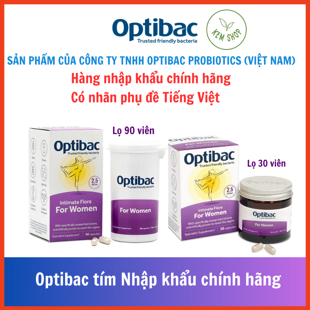 [100% chuẩn UK] Men vi sinh Optibac tím (30v/90v) phòng ngừa phụ khoa ...