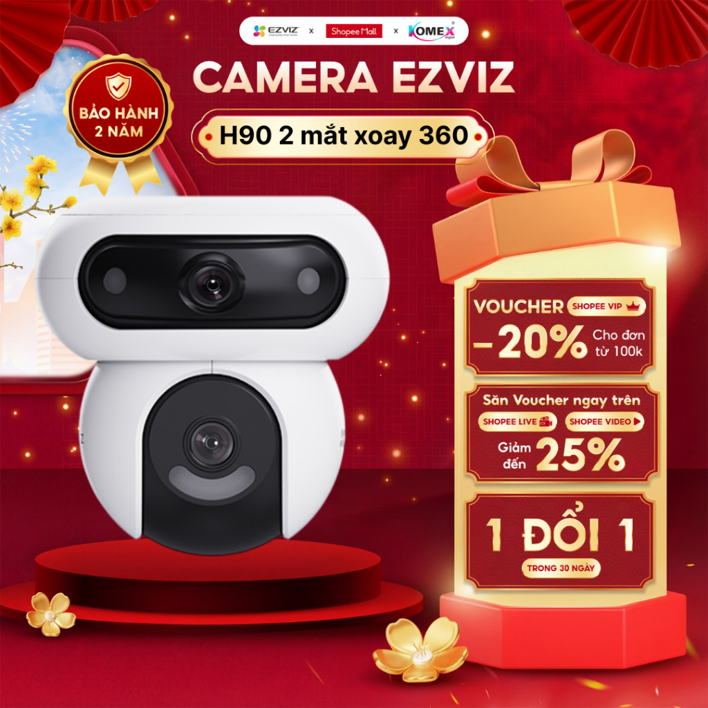 Camera Wifi Ngoài Trời EZVIZ H90 Dual 2K+ (4MP + 4MP) 2 Mắt Xoay 360 Độ ...