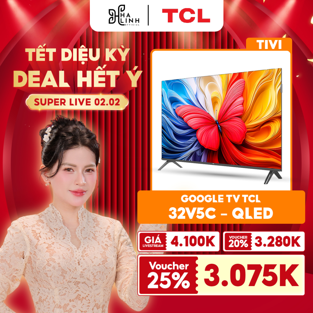 【VHL x TCL】32inch QLED, Smart Google TV TCL 32V5C, Tấm nền HVA,Tần số ...