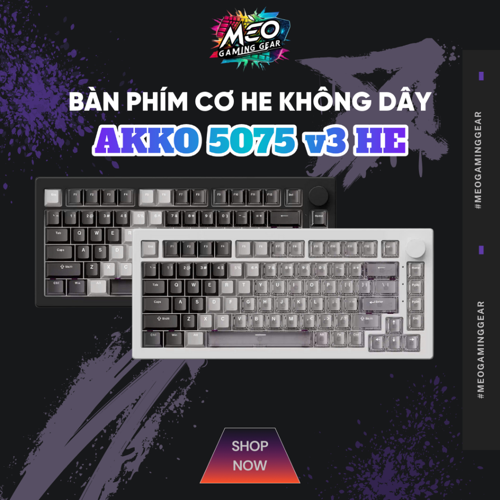 Bàn phím cơ gaming Akko 5075 v3 HE- 3 MODE - Dual Polling Rate 8K - RT ...