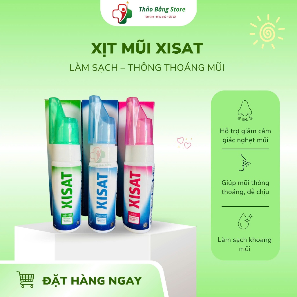 Xịt rửa mũi XISAT cho mọi đối tượng, Xịt mũi nước biển sâu, vệ sinh mũi ...