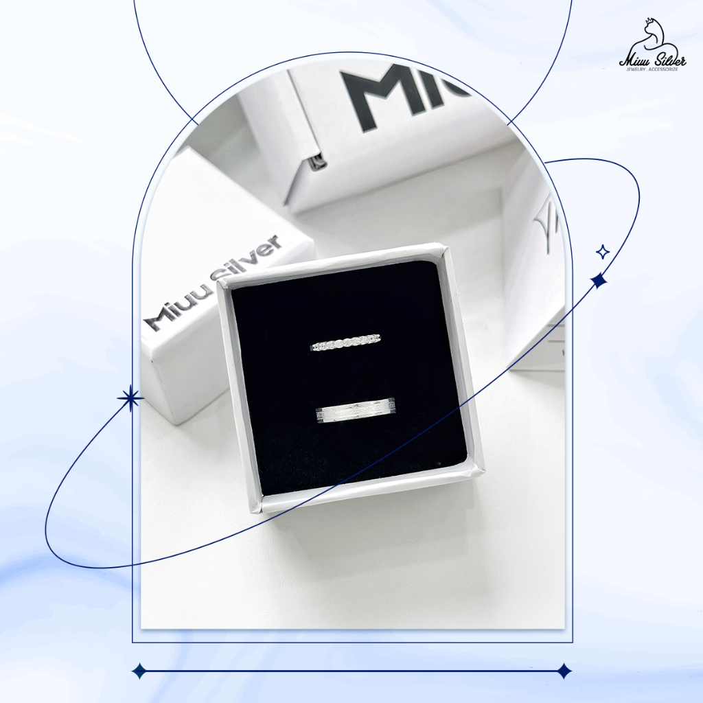 Nhẫn đôi bạc Miuu Silver, nhẫn cặp nam nữ Band Ring | Shopee Việt Nam