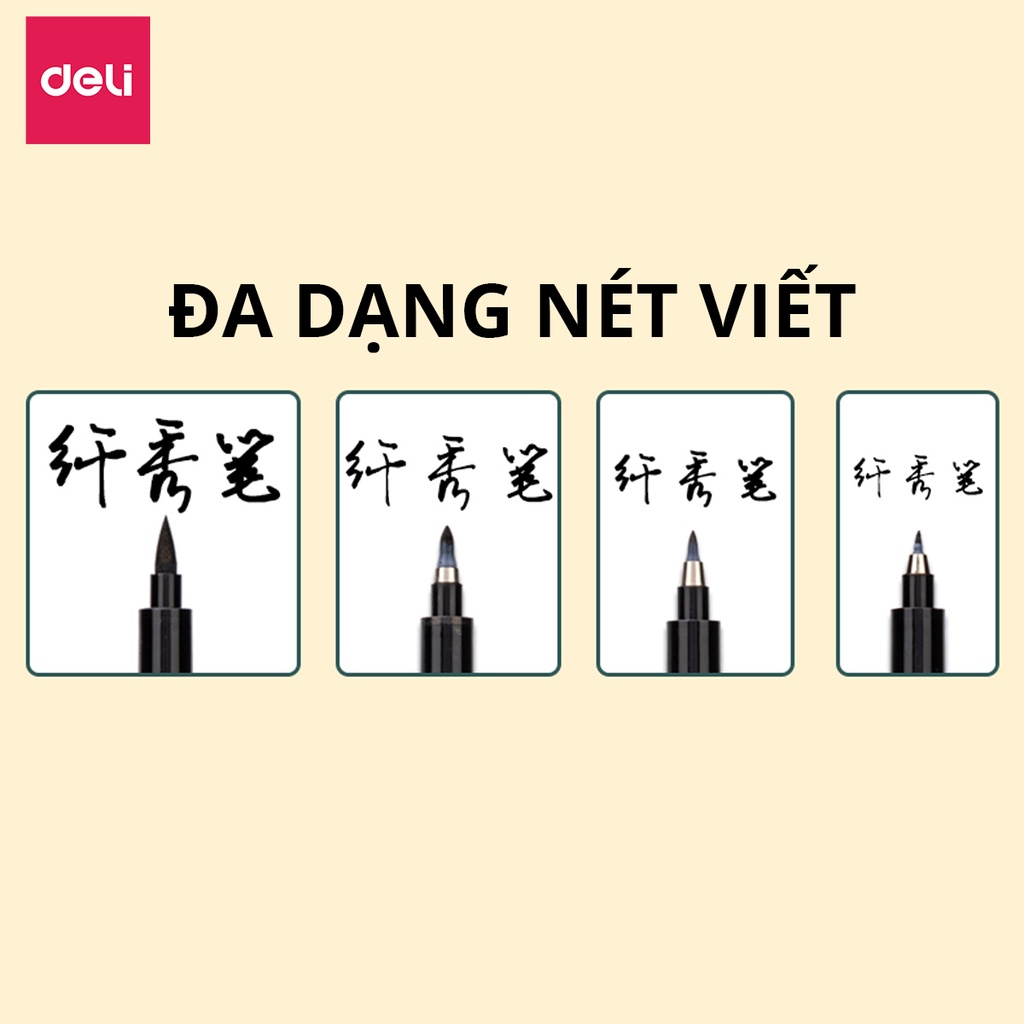Bút viết thư pháp chữ Hán Calligraphy Deli - brush pen nhiều kích cỡ ...