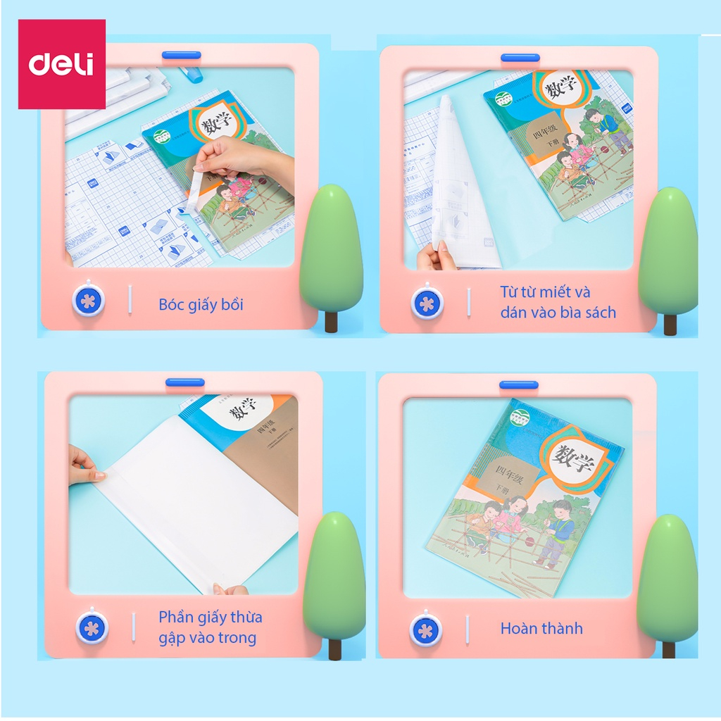 Decal bọc vở trong suốt Deli 10 chiếc chống nước chống bụi phù hợp với ...