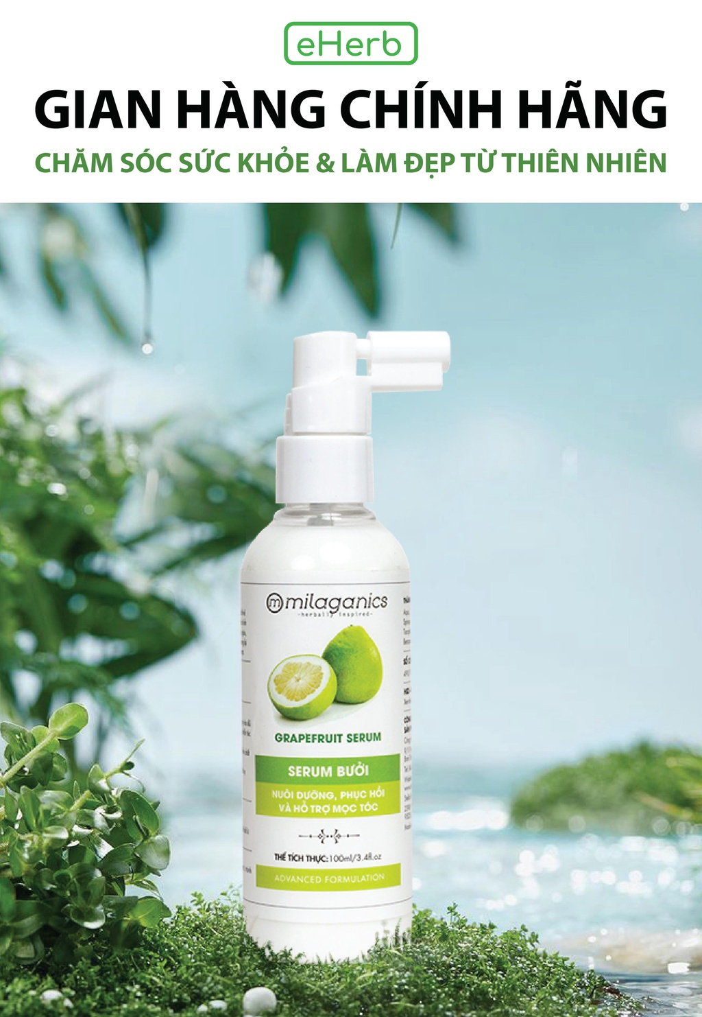 Xịt bưởi mọc tóc MILAGANICS chiết xuất từ tinh dầu bưởi, hạn chế rụng ...
