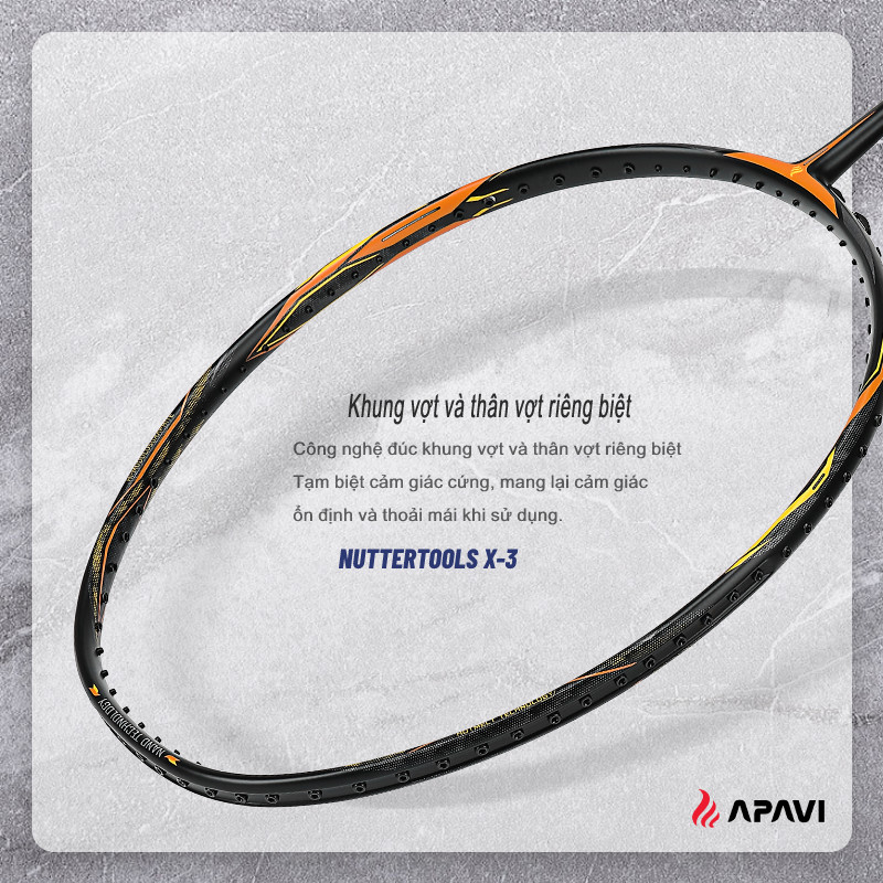 Vợt tập lực cổ tay Apavi NUTTERTOOLS X3 chính hãng, 150G Đen cam, căng ...