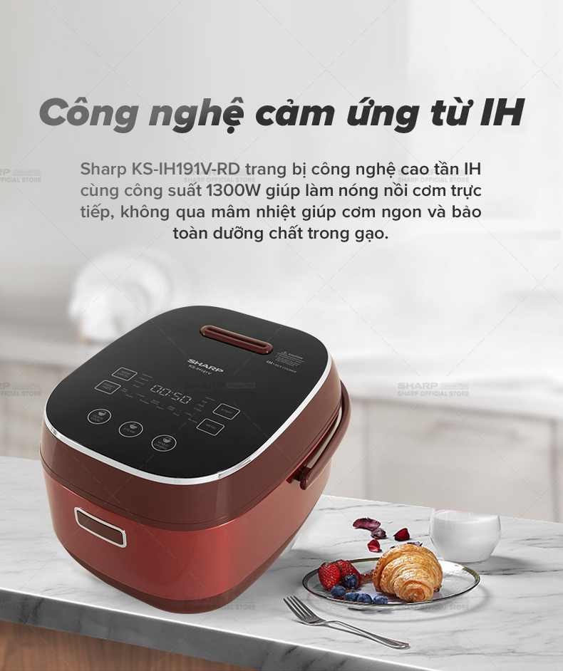 Nồi Cơm Điện Cao Tần Cảm Ứng Sharp 1.8L KS-IH191V-RD - BẢO HÀNH 12 ...