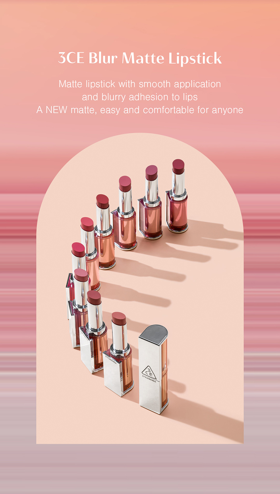 Son thỏi 3CE Mịn lì, mờ ảo, nhẹ tênh 3CE Blur Matte Lipstick Misty Day - 4g
