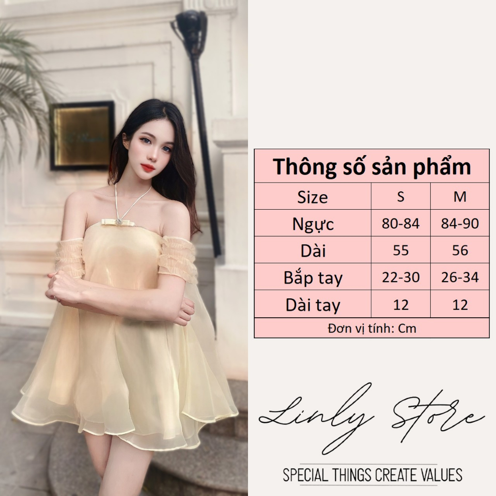 Váy kiểu nữ trễ vai tay bồng dáng ngắn Linly Store A-TA2 | Shopee Việt Nam
