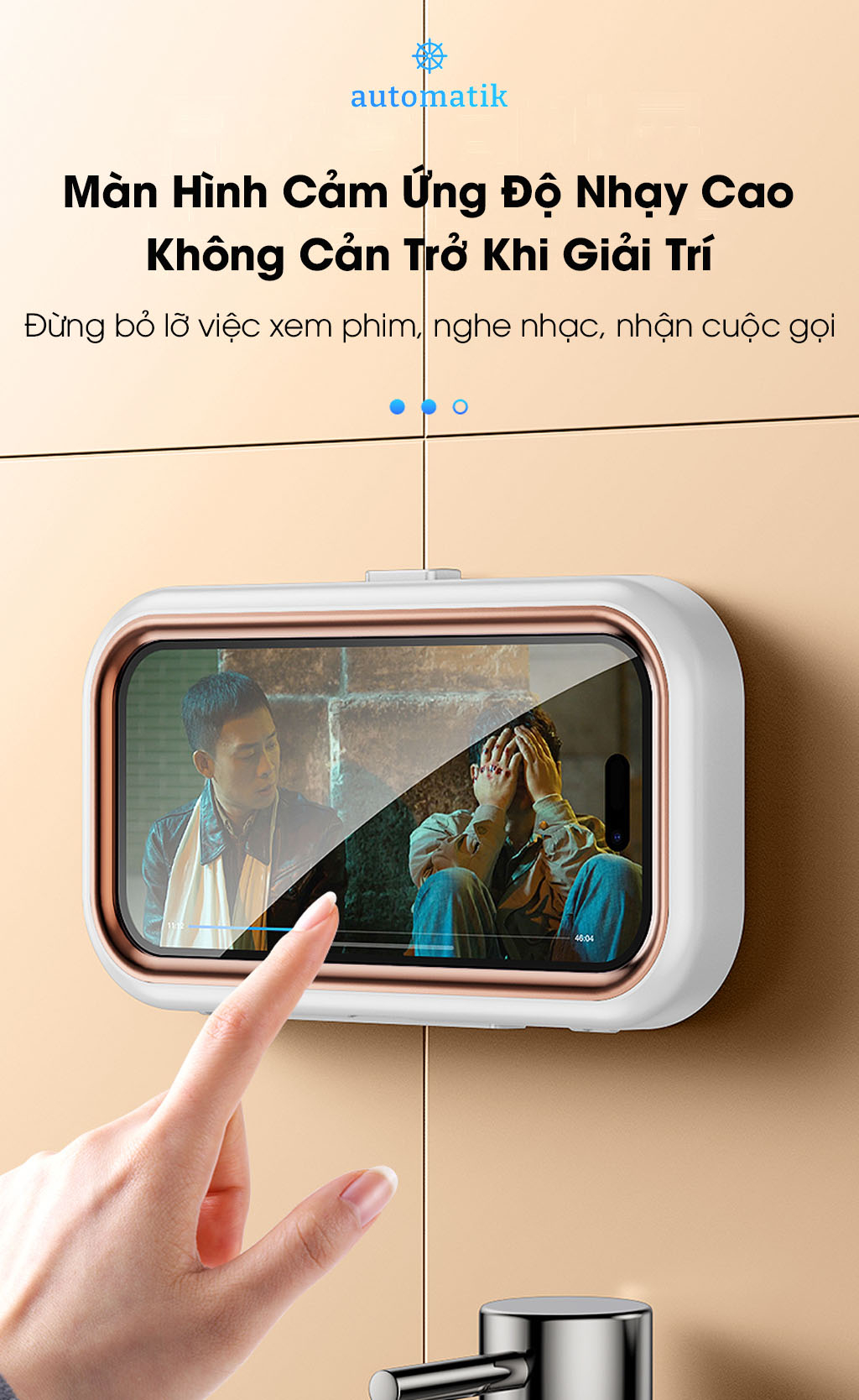 Hộp Đựng Điện Thoại Nhà Tắm Chống Nước 360 Độ Treo Tường Cảm Ứng Giá Đỡ ...