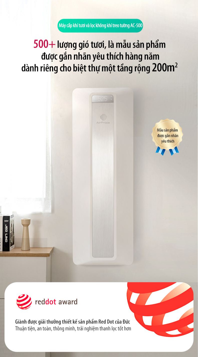 Máy Lọc Không Khí + Cấp Khí Tươi AirProce SmartVent AC500 | Shopee Việt Nam