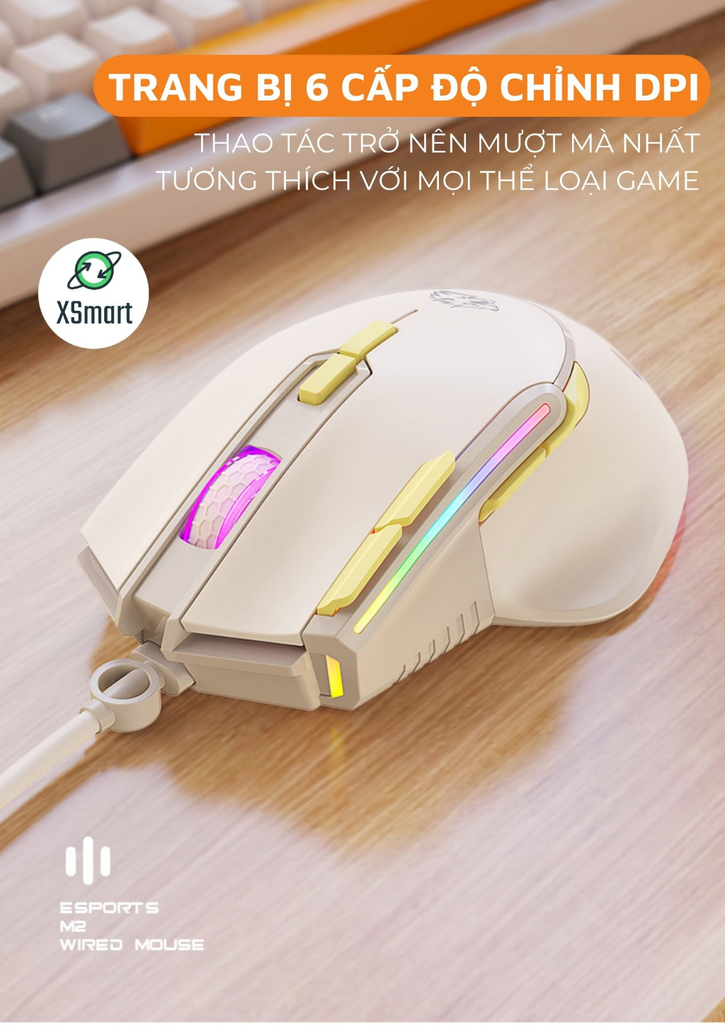Chuột Cơ Máy Tính Gaming M2 Led RGB Thiết Kế Cực Ngầu Cài Macro Chuyên Nghiệp Chơi Game Mọi Chế ...