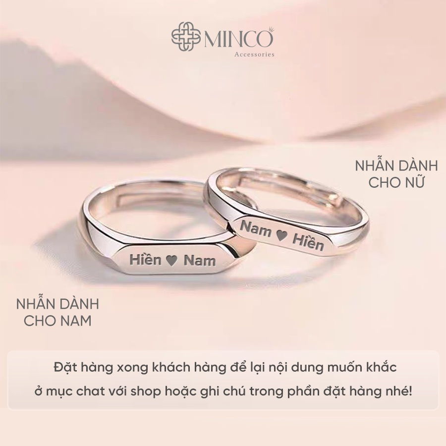 Nhẫn Đôi Khắc Tên Miễn Phí Minco Accessories nhẫn cặp khắc tên theo yêu cầu basic trơn phong ...