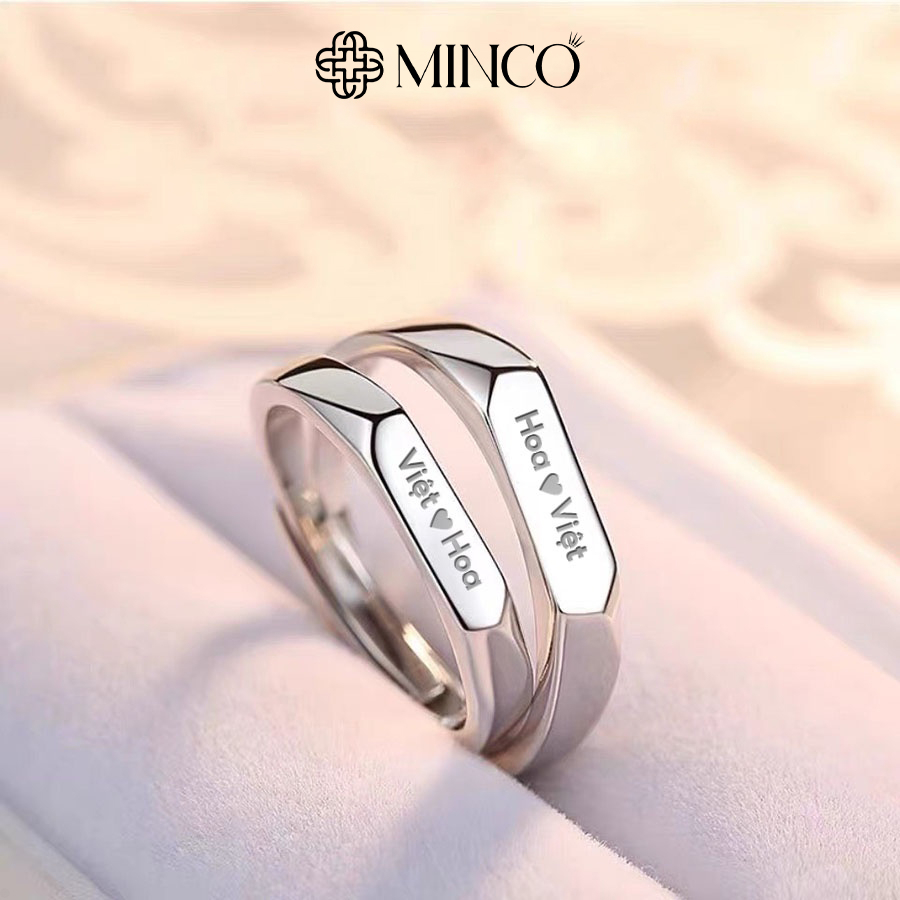 Nhẫn Đôi Khắc Tên Miễn Phí Minco Accessories nhẫn cặp khắc tên theo yêu cầu basic trơn phong ...