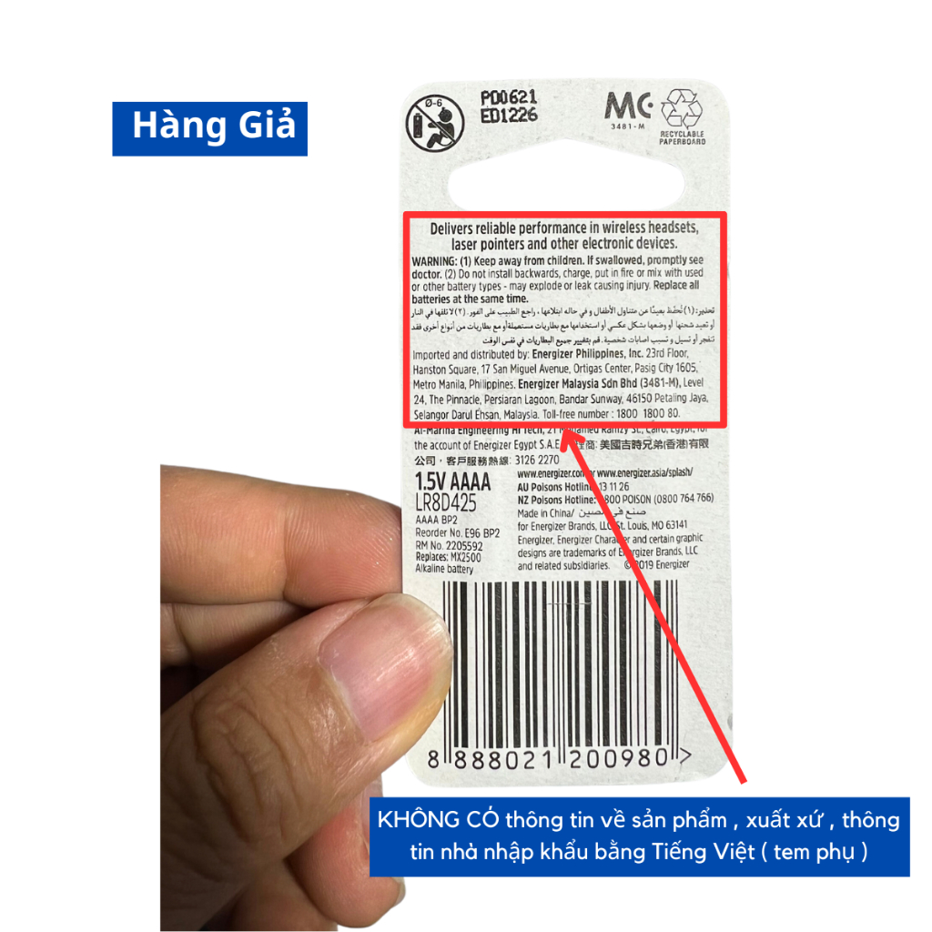 Pin AAAA ( Pin 4A ) 1,5V Energizer - Vỉ 2 Viên Chính Hãng | Shopee Việt Nam