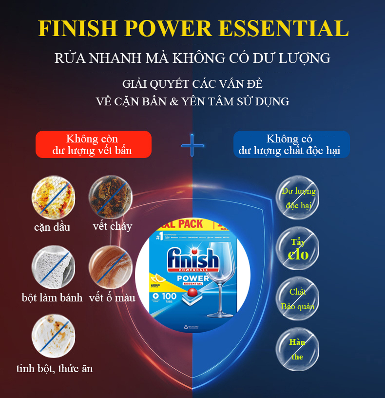 Viên Rửa Bát Finish Power Essential Hộp 100 Viên Chính Hãng Viên Rửa ...