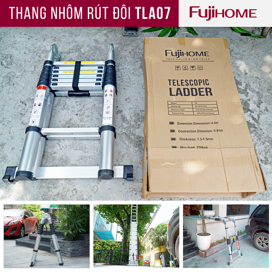 Thang nhôm rút chữ A Nhập Khẩu 4,4M - 5M gấp gọn chính hãng FUJIHOME ...