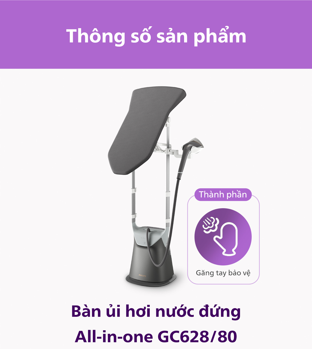 Bàn Ủi Hơi Nước Đứng Cao Cấp Philips GC628/80 All in one 8000 series ...