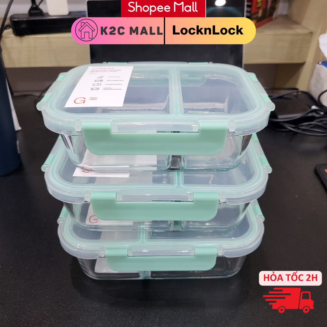 Hộp Cơm Thuỷ Tinh Chống Tràn LocknLock 2 Ngăn, 3Ngăn dùng cho lò vi ...