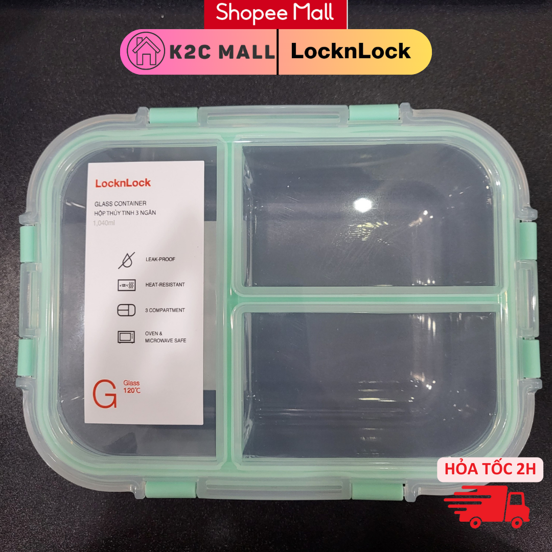 Hộp Cơm Thuỷ Tinh Chống Tràn LocknLock 2 Ngăn, 3Ngăn dùng cho lò vi ...