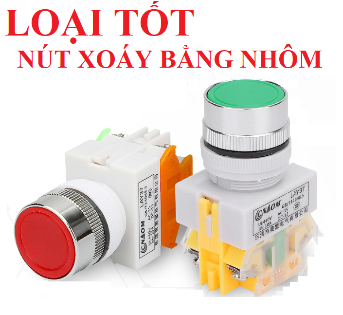 công tắc nhấn nhả Nút nhấn nhả LAY37 phi 22mm Loại tốt nút xoáy bằng nhôm Aluminum chống vỡ đủ ...