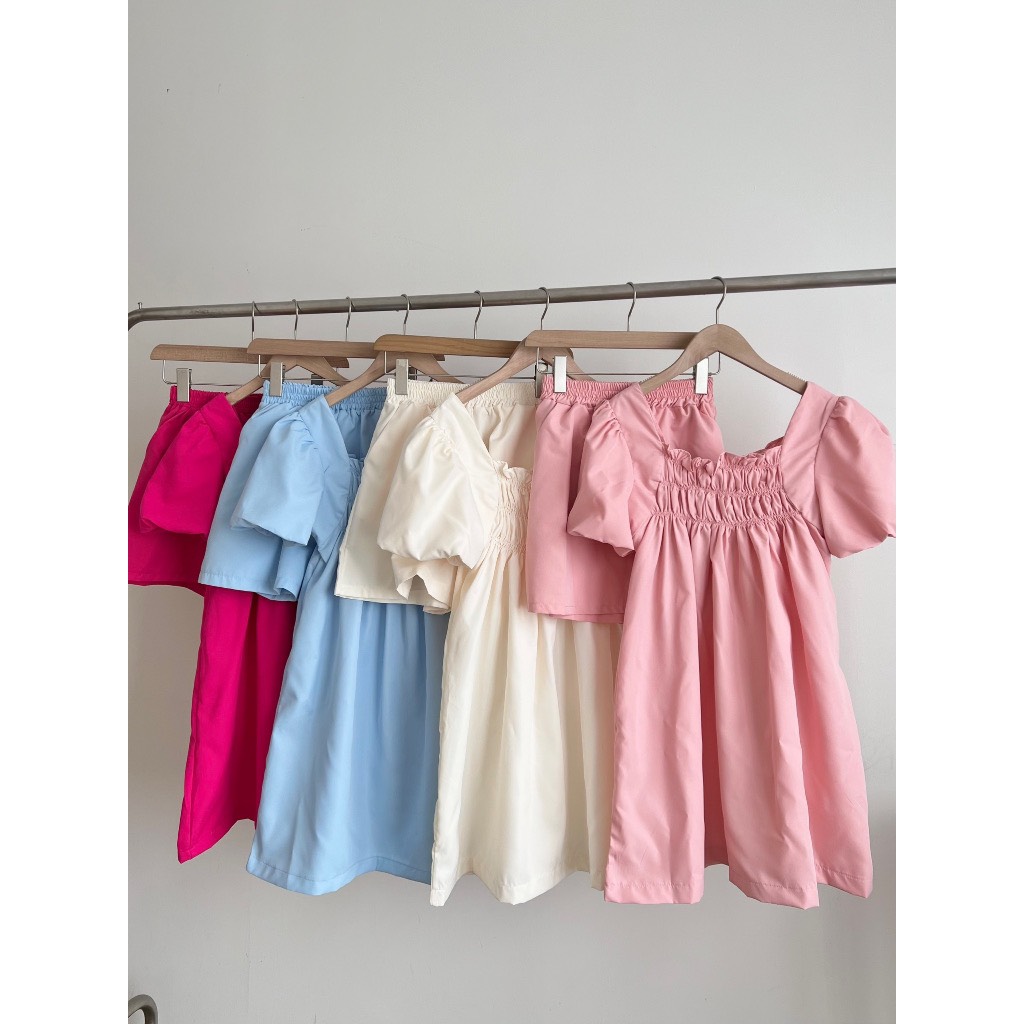 Set Áo Babydoll Nhún Ngực Dấu Quần Short 4 màu- new2023 | Shopee Việt Nam
