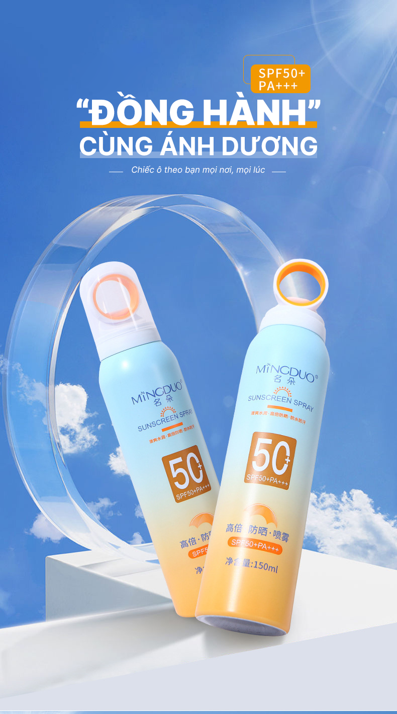 Kem chống nắng dạng bình xịt đầu phủ 360 độ SPF+ PA+++ Ova Mingduo lọ ...