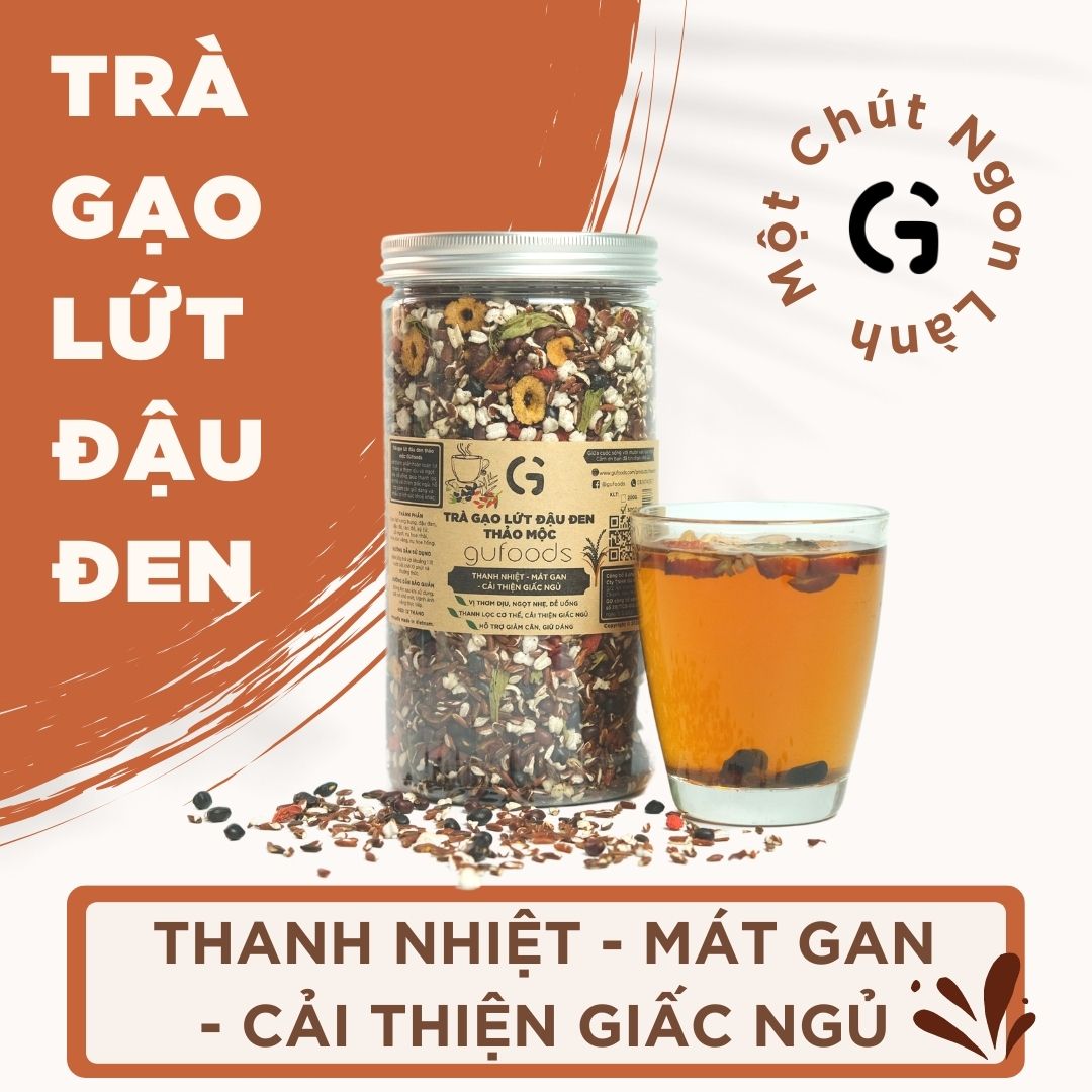 Trà gạo lứt đậu đen vị Cúc Long nhãn GUfoods (200g/500g) - Không chứa caffeine, Ngọt dịu, Thanh ...