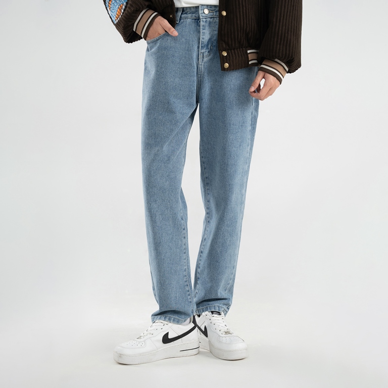 Quần Bò Nam H90 Dáng Suông Ống Rộng Chất Jean Cotton Không Co Giãn Giữ ...