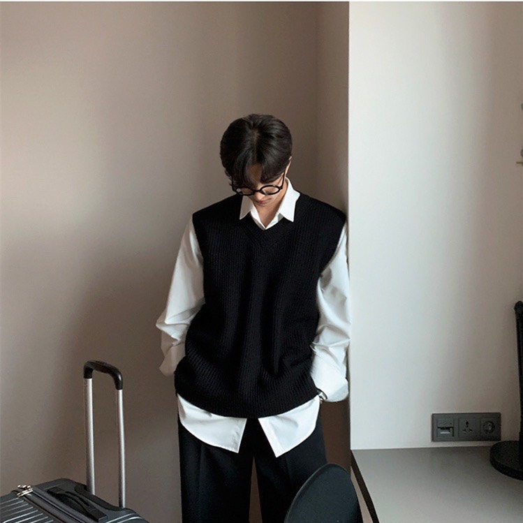 Áo len gile sweater unisex cổ tim sát nách GL03 Mrhero phong cách Hàn ...