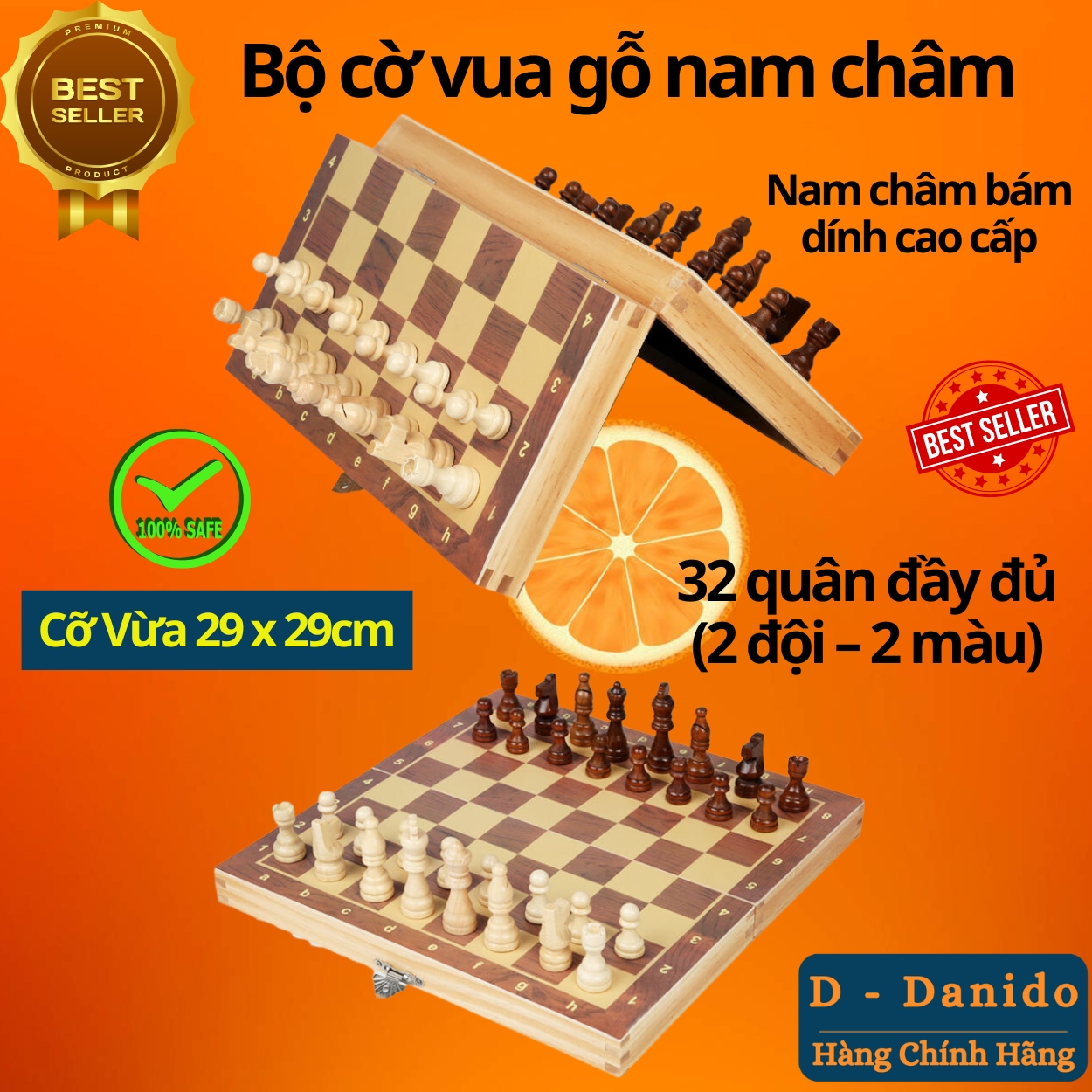 Cờ vua gỗ cao cấp cỡ vừa 29x29cm - Bộ cờ vua bằng gỗ thông tự nhiên có ...